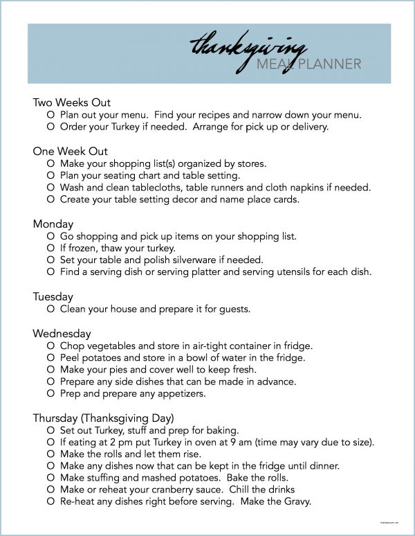 FREE Printable Thanksgiving Meal Planner - The Idea Room