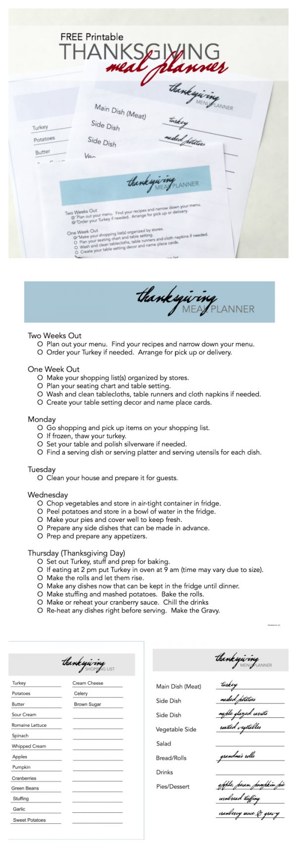 FREE Printable Thanksgiving Meal Planner - The Idea Room